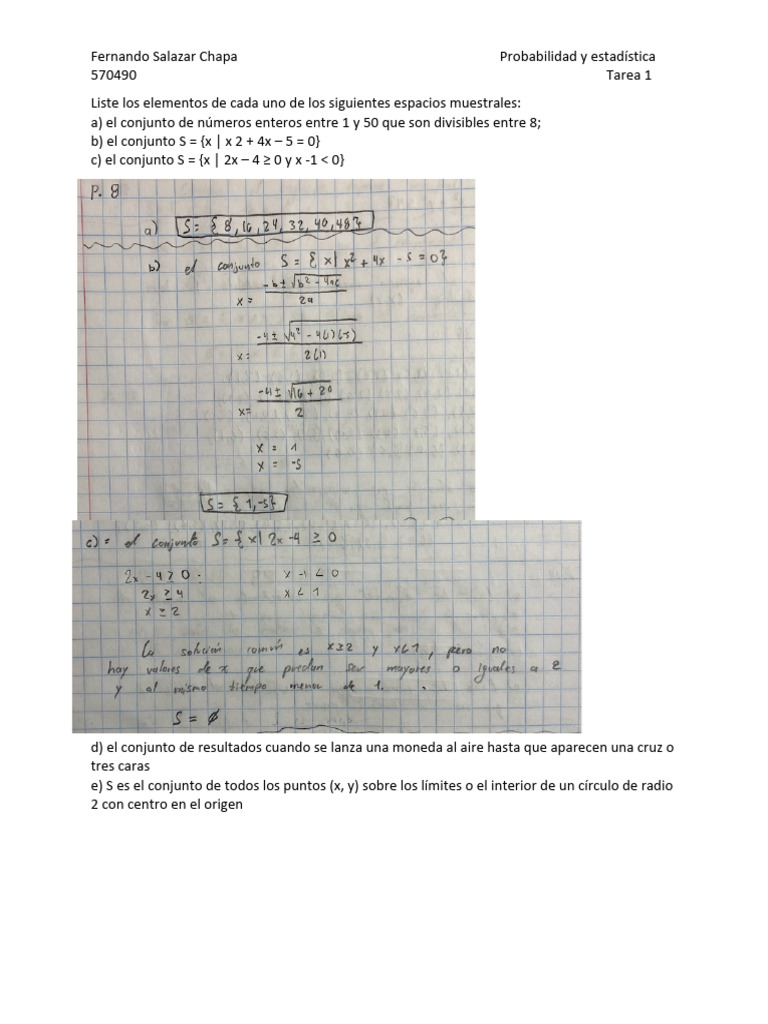 Probabilidad y Estadística - Tarea 1 | PDF | Probabilidad | Probabilidades y estadísticas