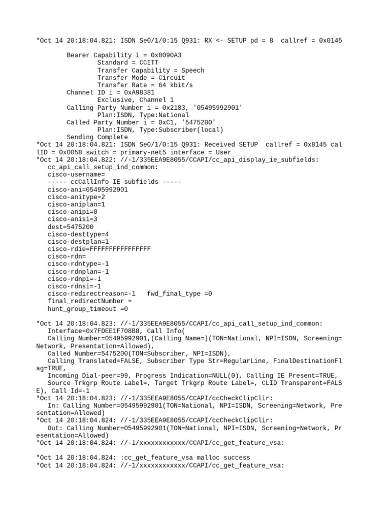Debugvoipccapiinout Output | PDF | Oral Communication | Computer Networking