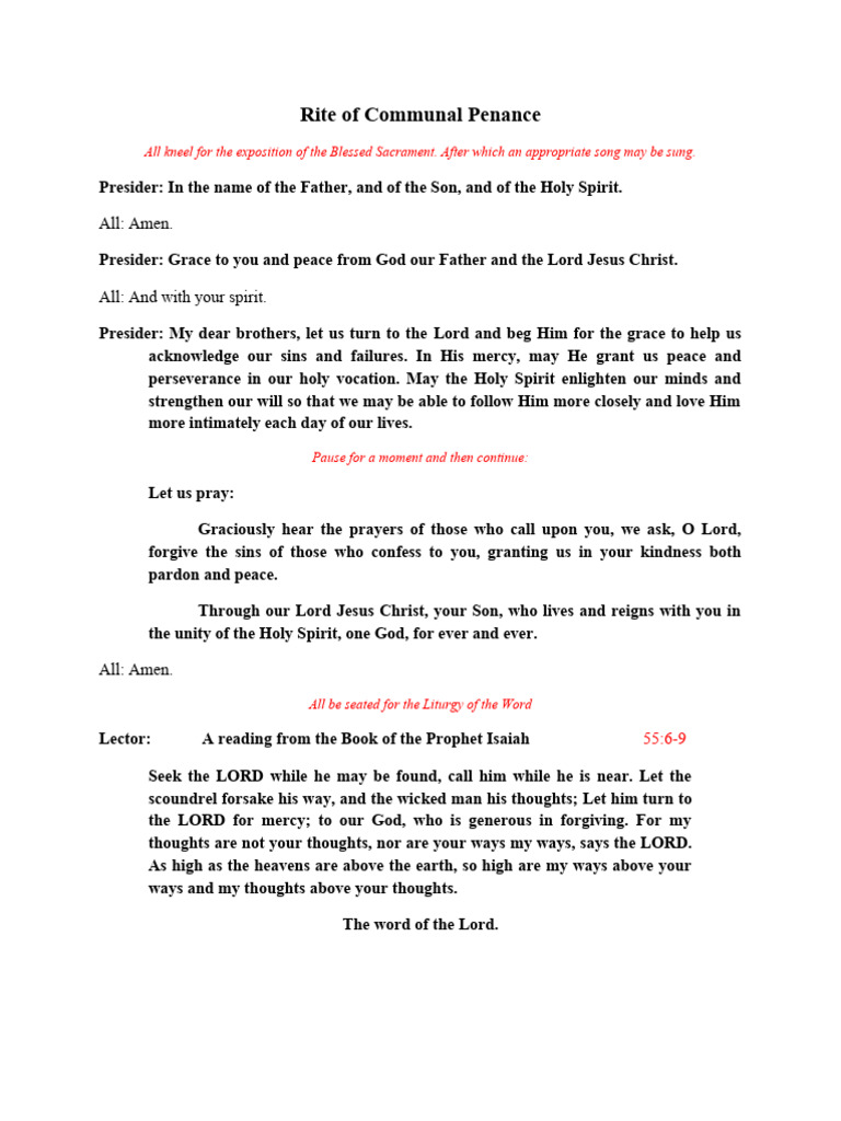 Communal Penance | Download Free PDF | Penance | Confession (Religion)