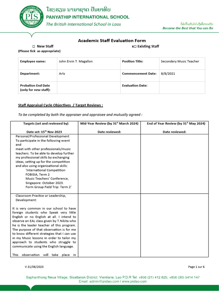 Academic Staff Evaluation Form Proforma (2) .docxT.E Final | PDF | Teachers | Leadership