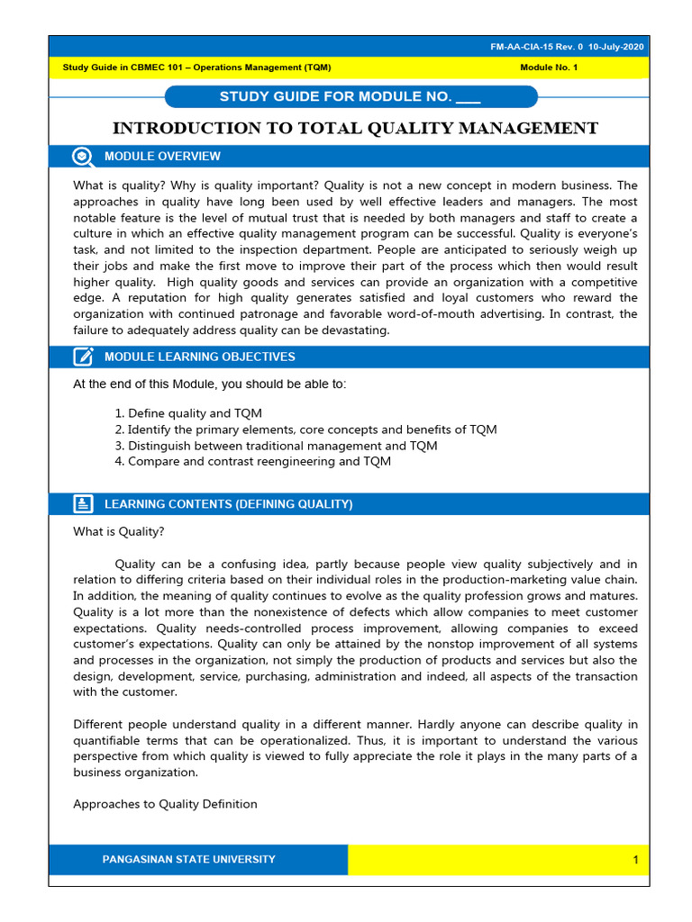 Cbmec 101 SG 1 | PDF | Quality (Business) | Product (Business)