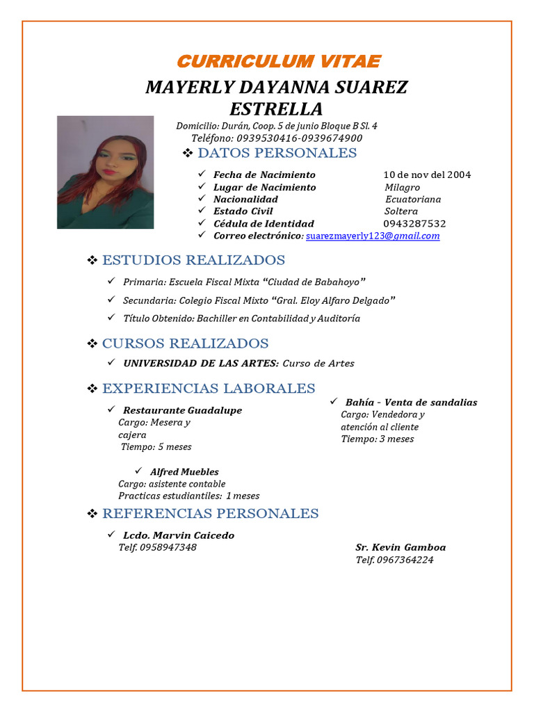 Curriculum Mayerly Suarez | PDF