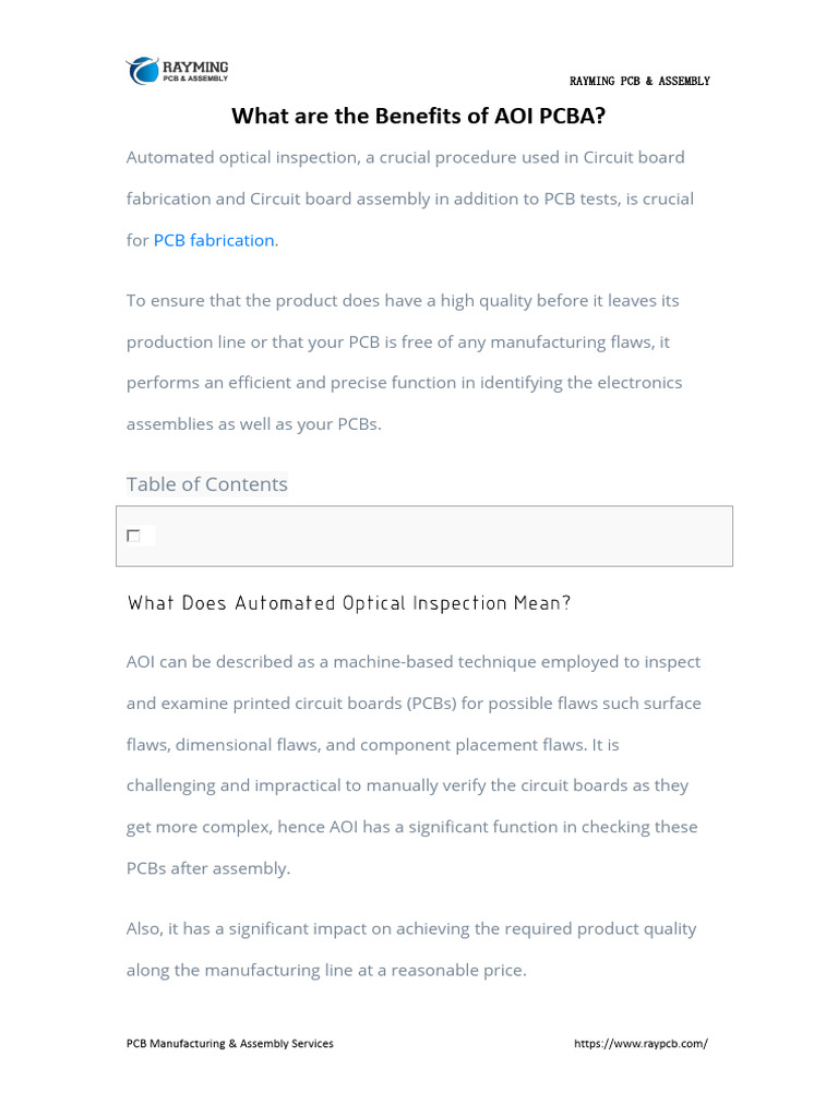 What Are The Benefits of AOI PCBA | PDF