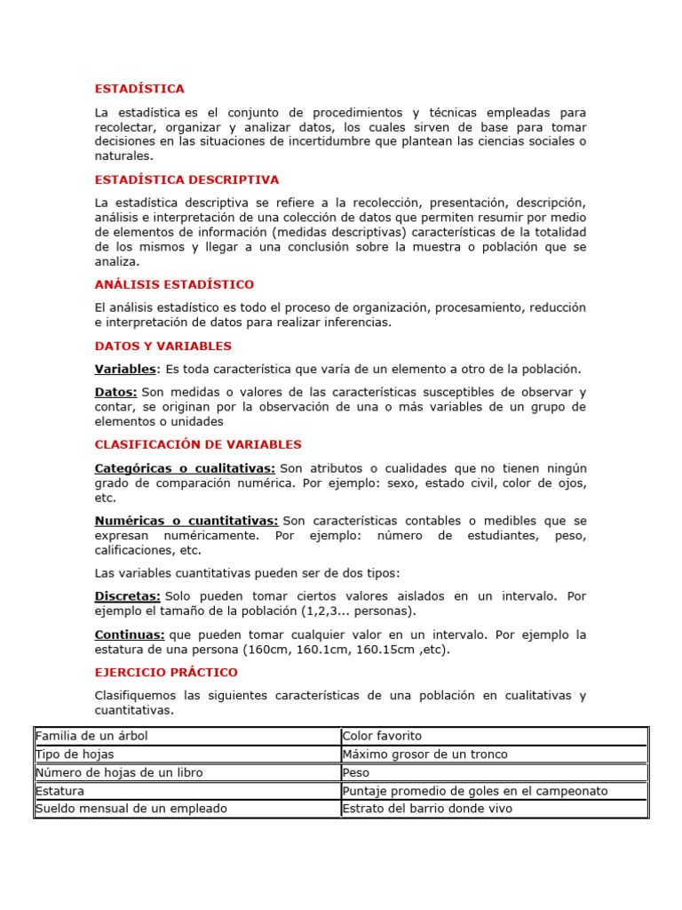 ESTADÍSTICA | PDF | Estadísticas | Estadísticas descriptivas