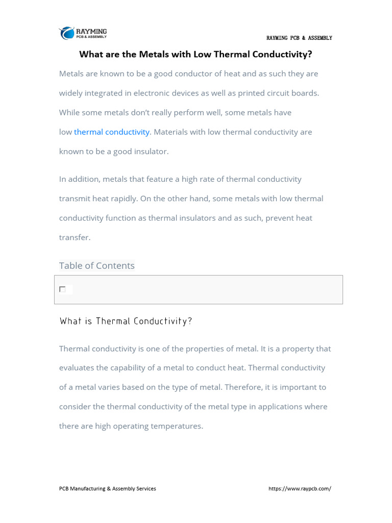 What Are The Metals With Low Thermal Conductivity | PDF | Metals ...