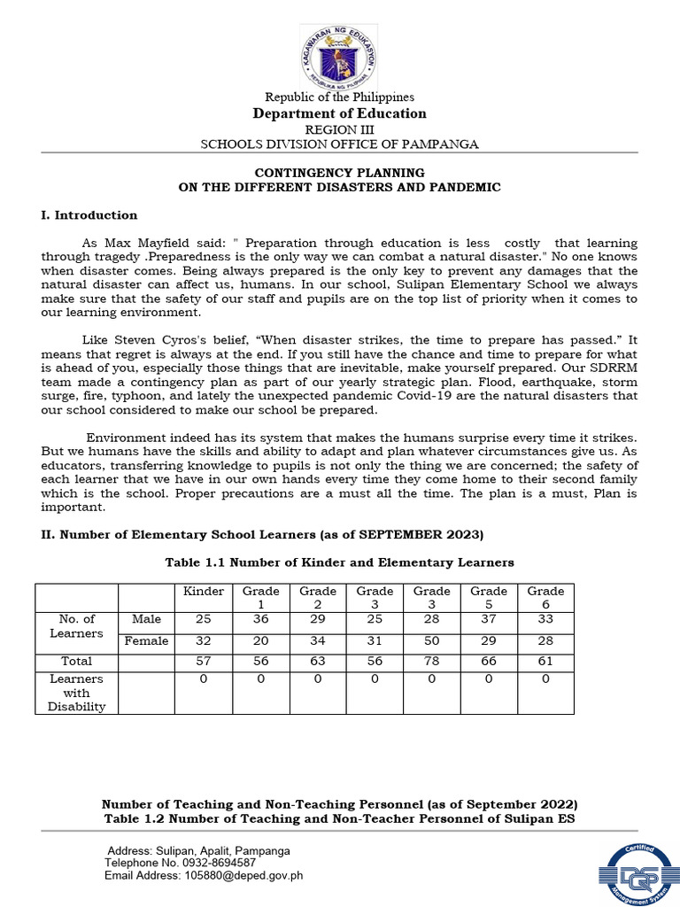 SDRRMC Contingency Plan 2022 2024 | PDF | Emergency Management ...
