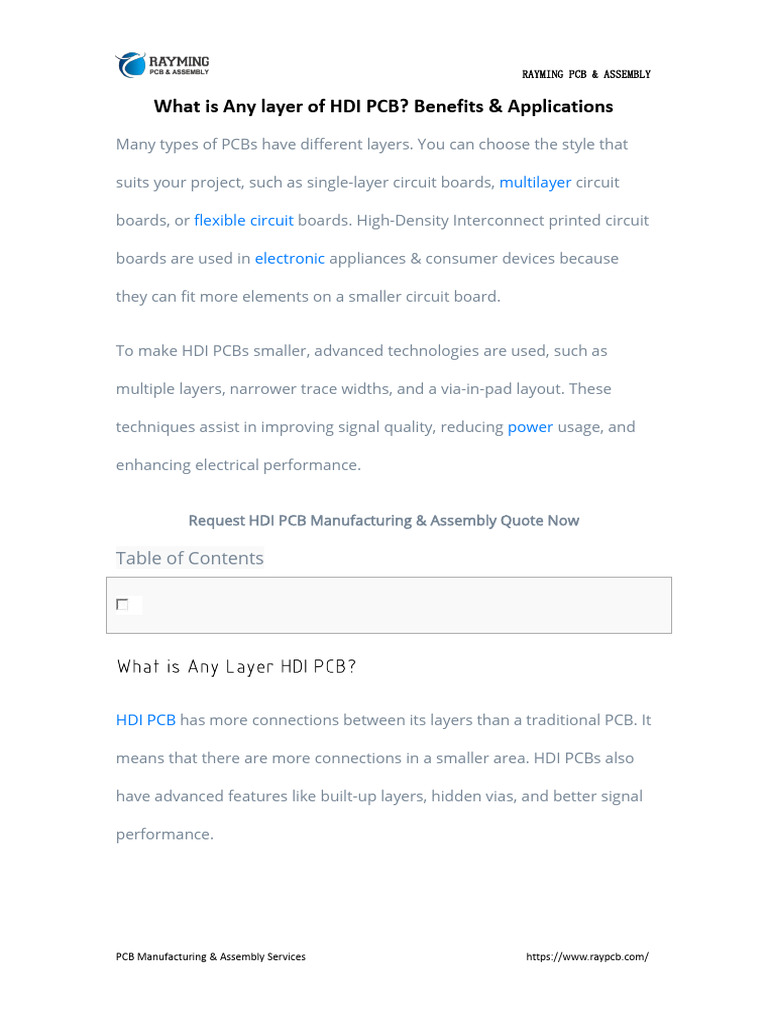 What Is Any Layer of HDI PCB Benefits & Applications | Download Free PDF | Printed Circuit Board ...