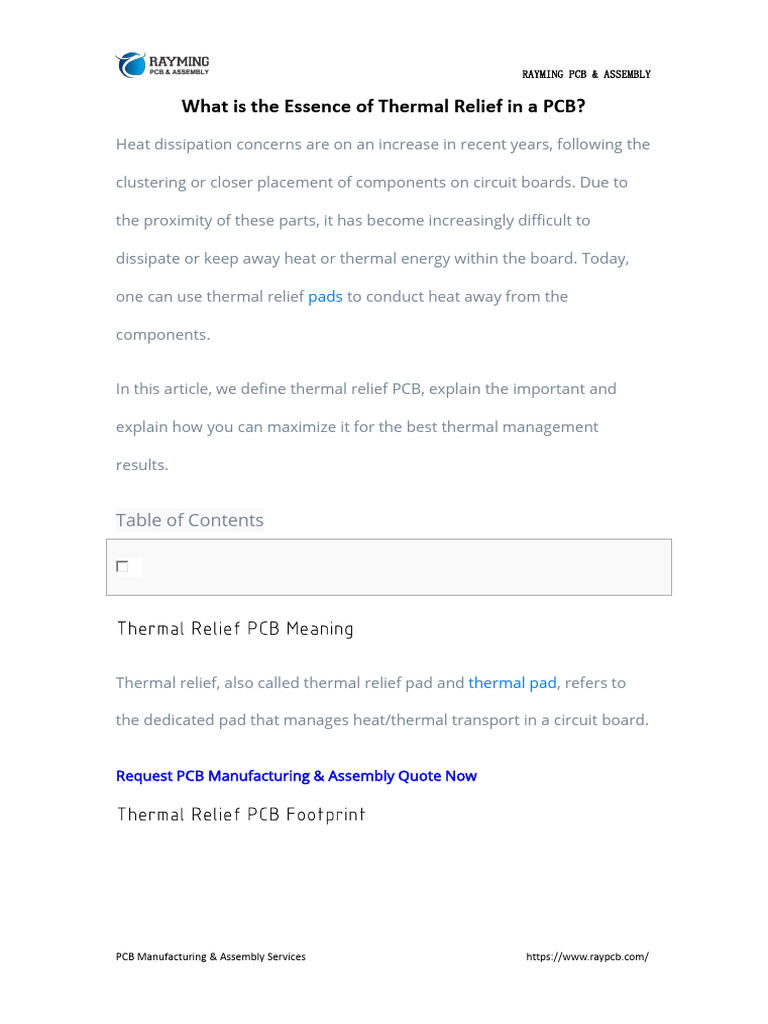 What Is The Essence of Thermal Relief in A PCB | PDF | Printed Circuit ...