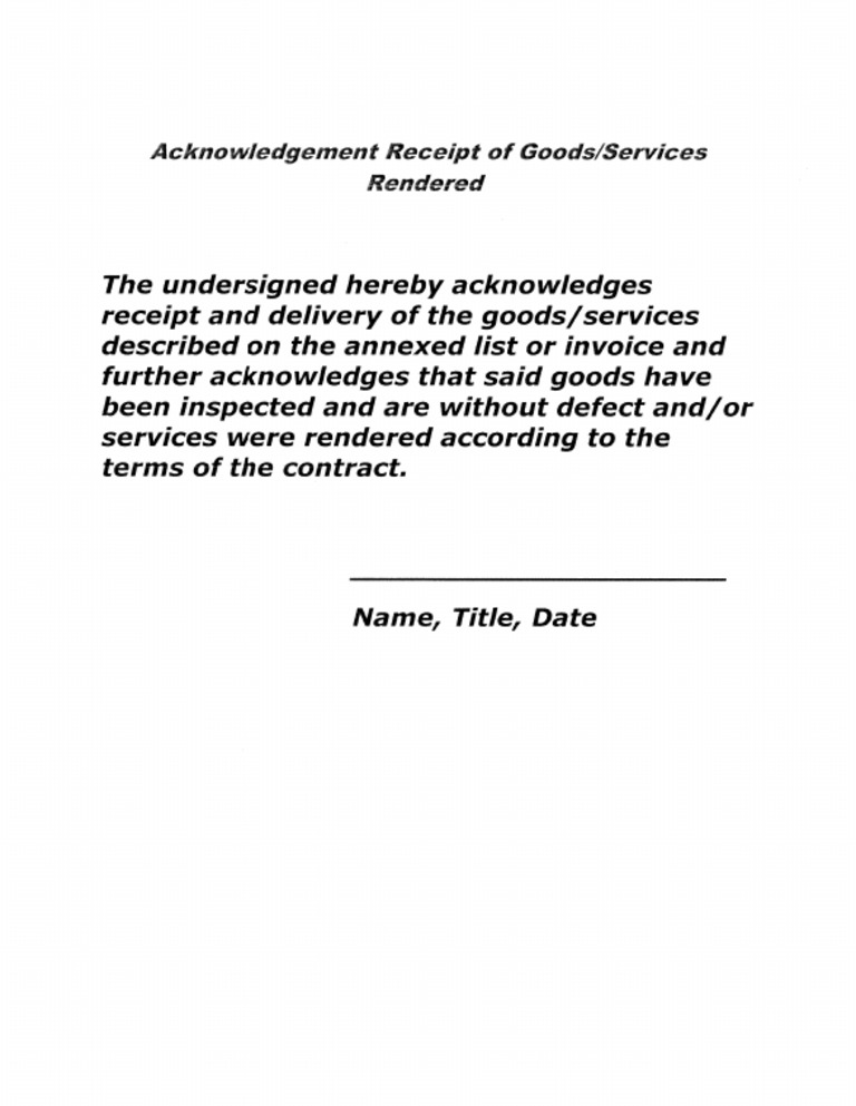 Acknowledgement Receipt Goods Services | PDF