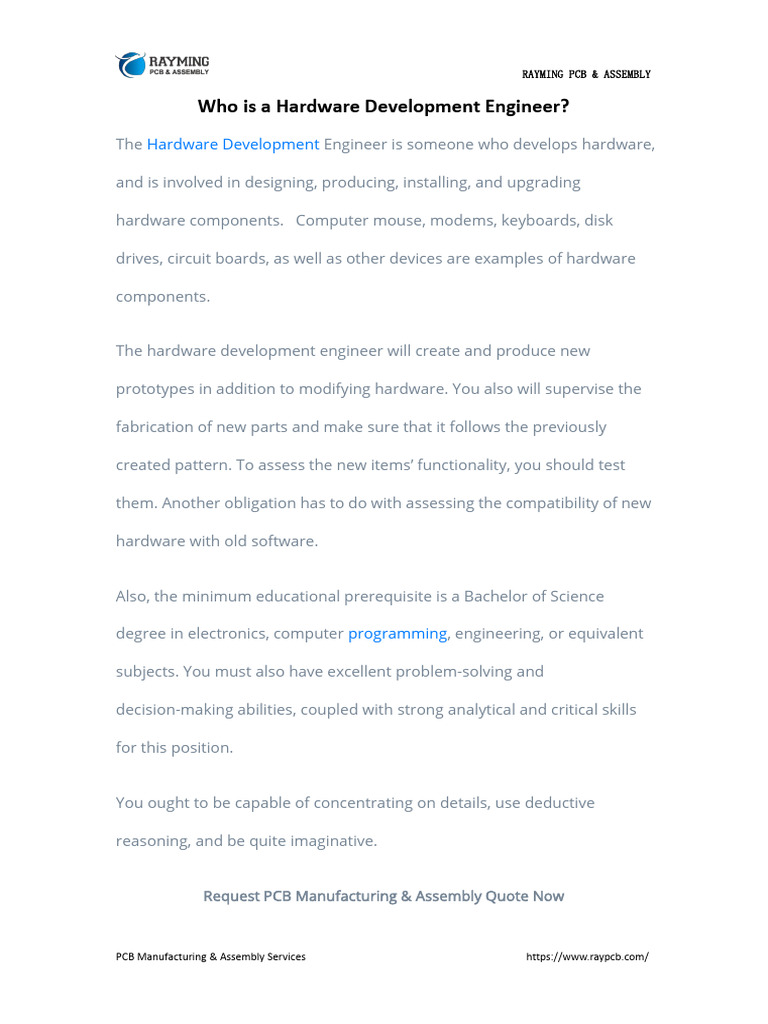 Who Is A Hardware Development Engineer | PDF | Computer Engineering | Computer Hardware