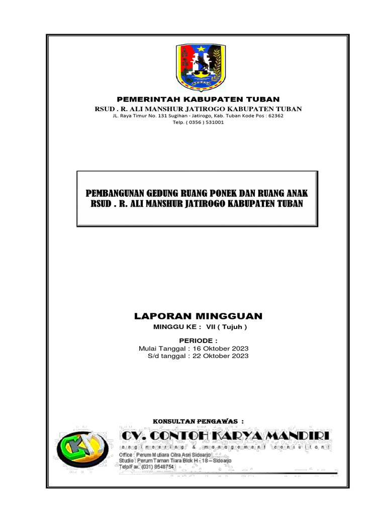 Progres Minggu Ke 7 RS - Jatirogo Cv. Contoh Karya Mandiri | PDF