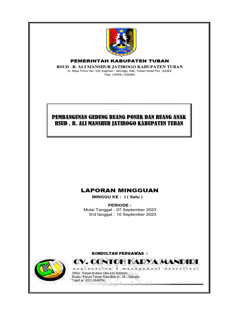 Progres Minggu Ke 1-5 Rs - Jatirogo Cv. Contoh Karya Mandiri | PDF