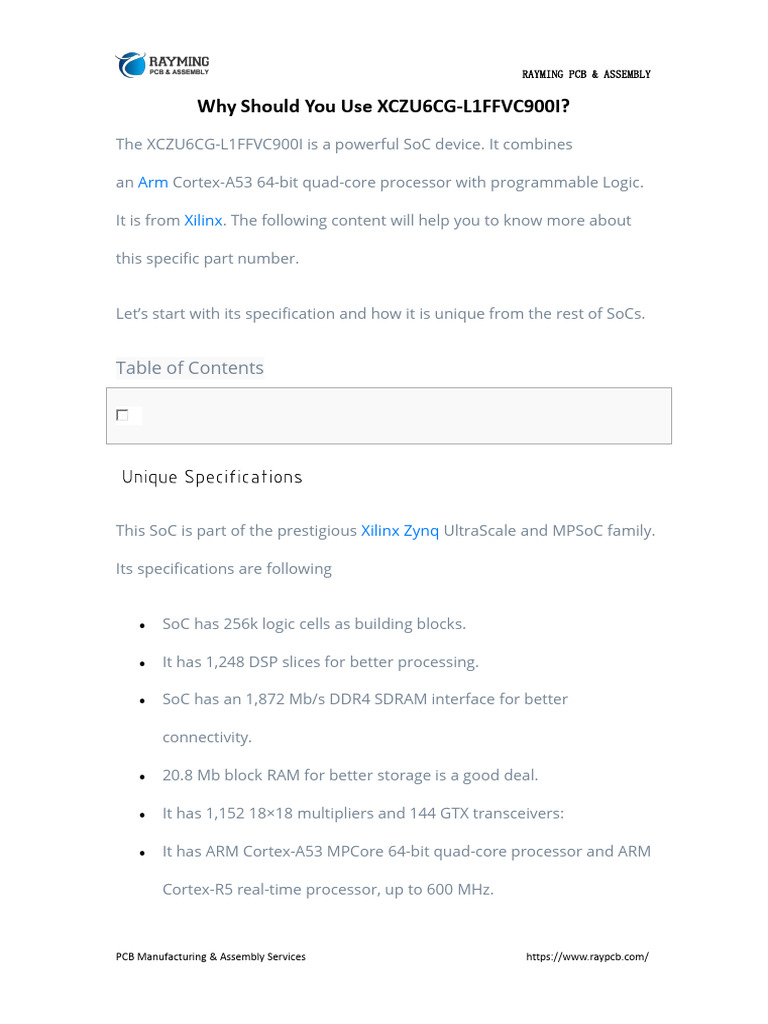 Why Should You Use Xczu6cg-L1ffvc900i | PDF | Field Programmable Gate Array | System On A Chip