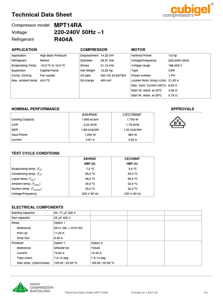 Mpt14ra 220V | PDF | Capacitor | Electrical Engineering