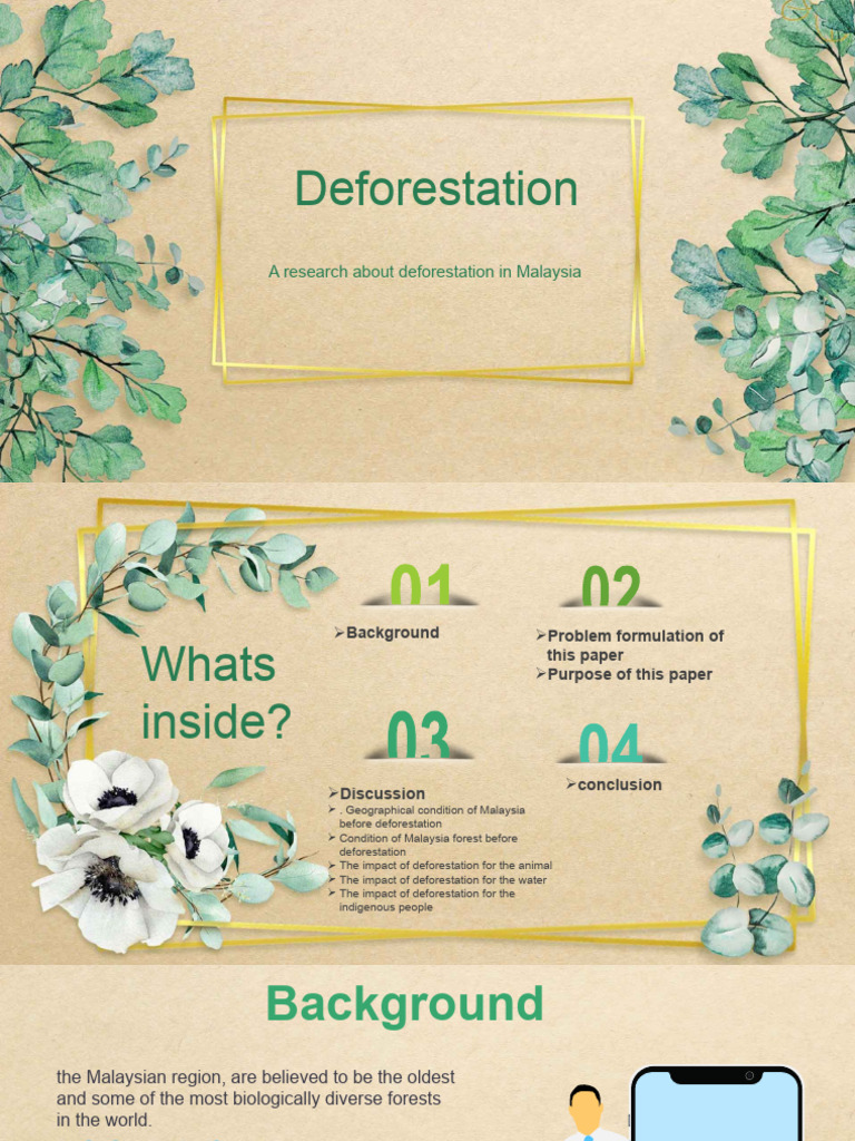Watercolor Green Leaves Frame PowerPoint Templates | PDF | Malaysia ...