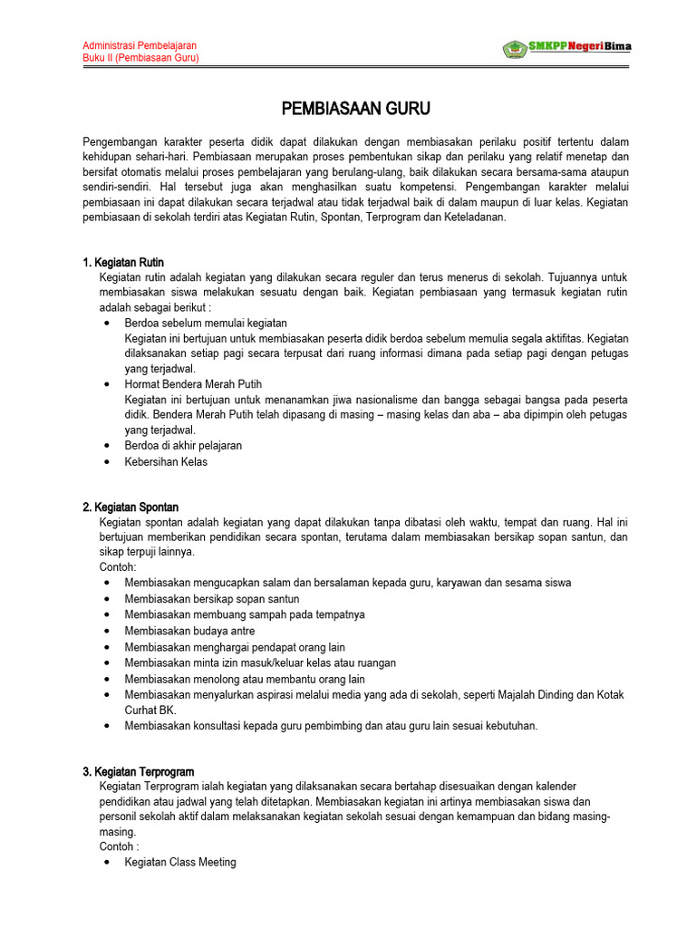 Pembiasaan Perilaku Positif di Sekolah | PDF