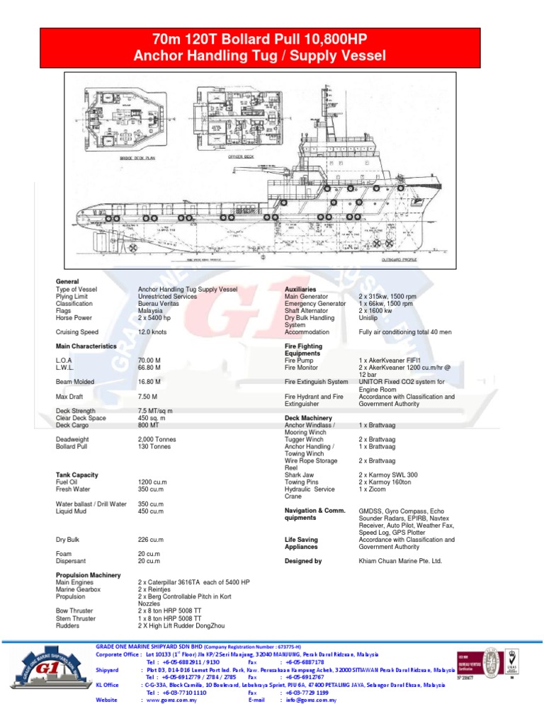 70m 120T Bollard Pull 10,800HP | PDF