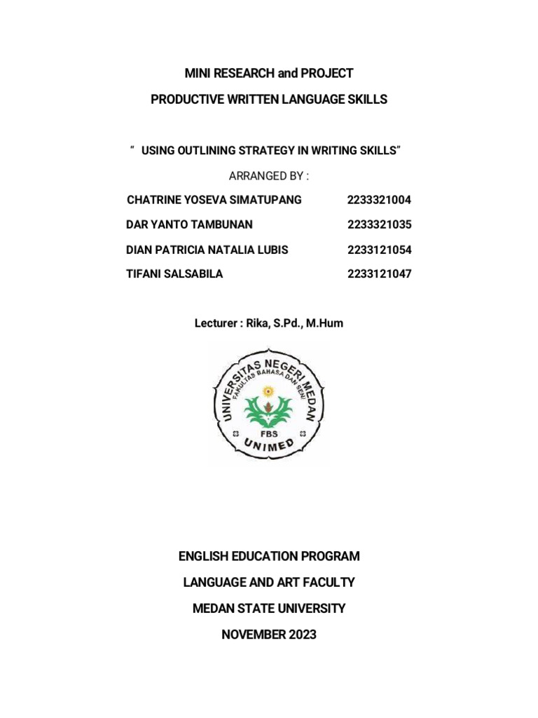 Mini Research and Project Productive Written Language Skills | PDF ...