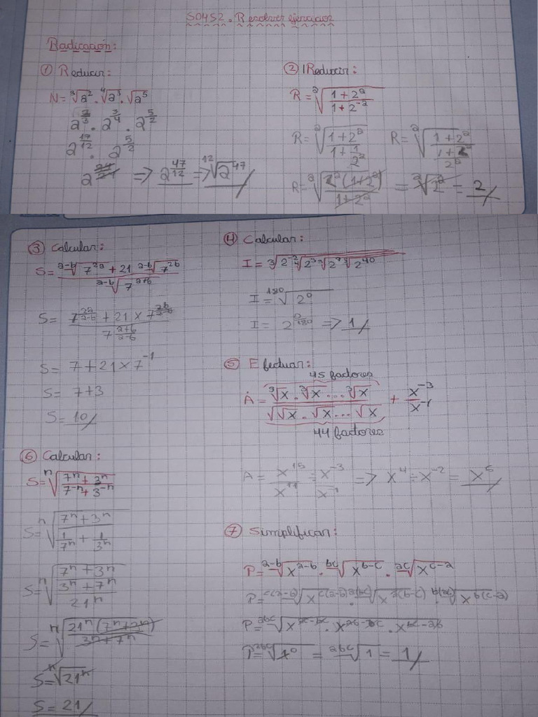 S04.s2 Resolver Ejercicios Radicacion Tarea | PDF