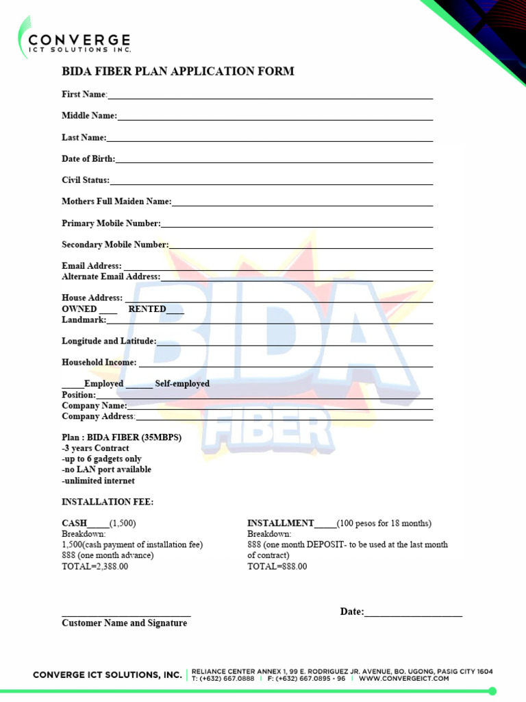 Bida Application Form | PDF