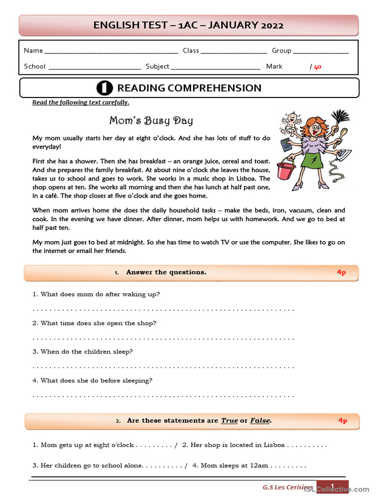 Reading, Language and Writing Test 2 | PDF
