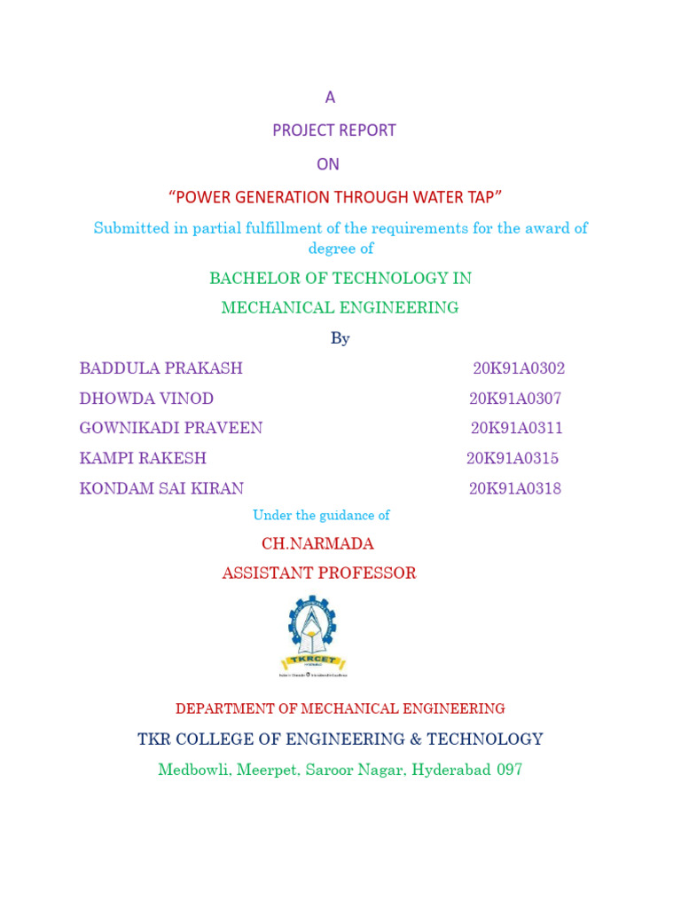 Power Generation Through Tap Water | PDF | Hydroelectricity | Electric ...