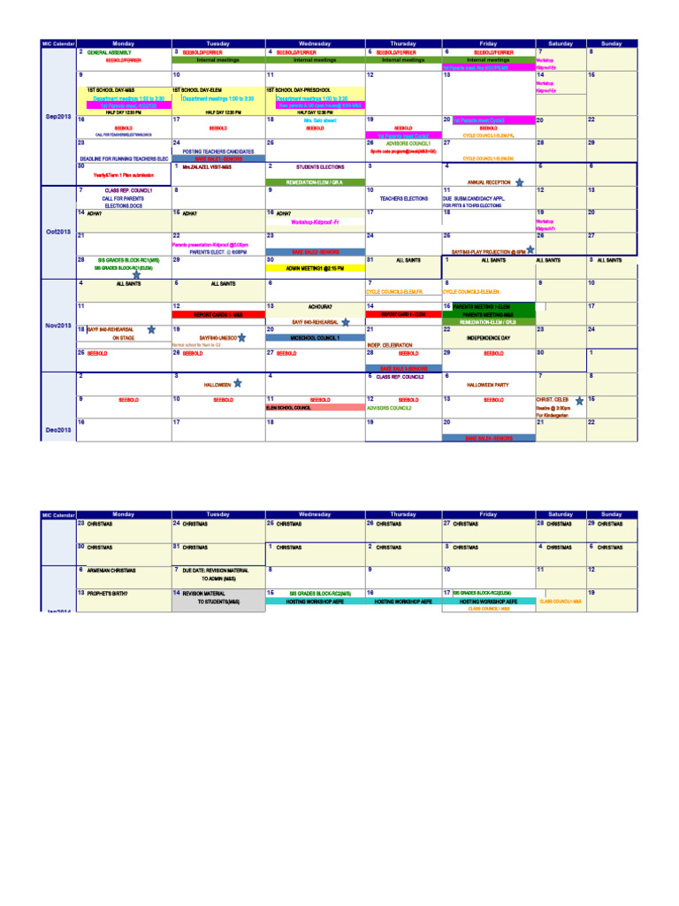 School Calendar 2013-2014 | PDF