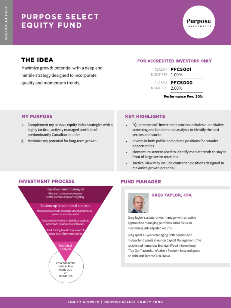 Purpose Select Equity Fund Brochure 2024-01-31 | PDF | Investing | Stocks