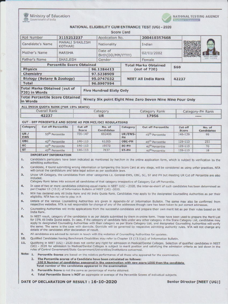 Neet Result | PDF