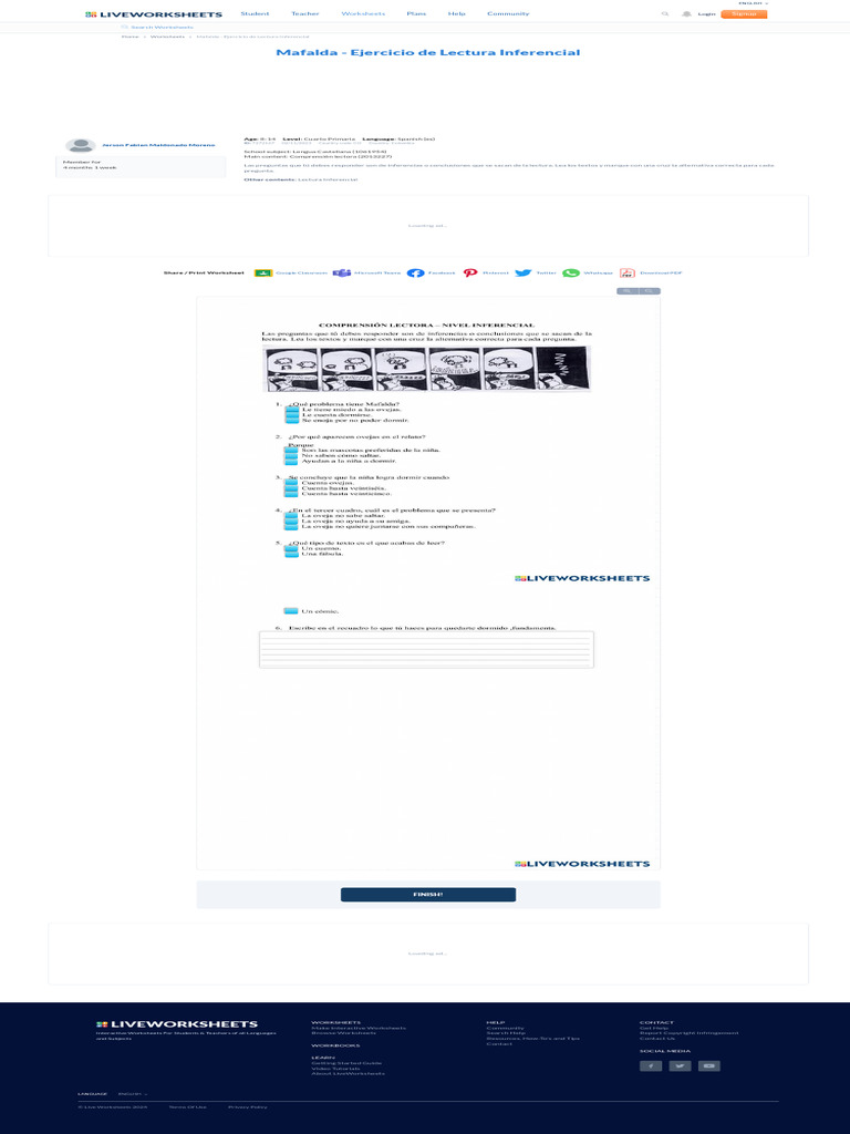 Mafalda - Ejercicio de Lectura Inferencial - Live Worksheets | PDF ...