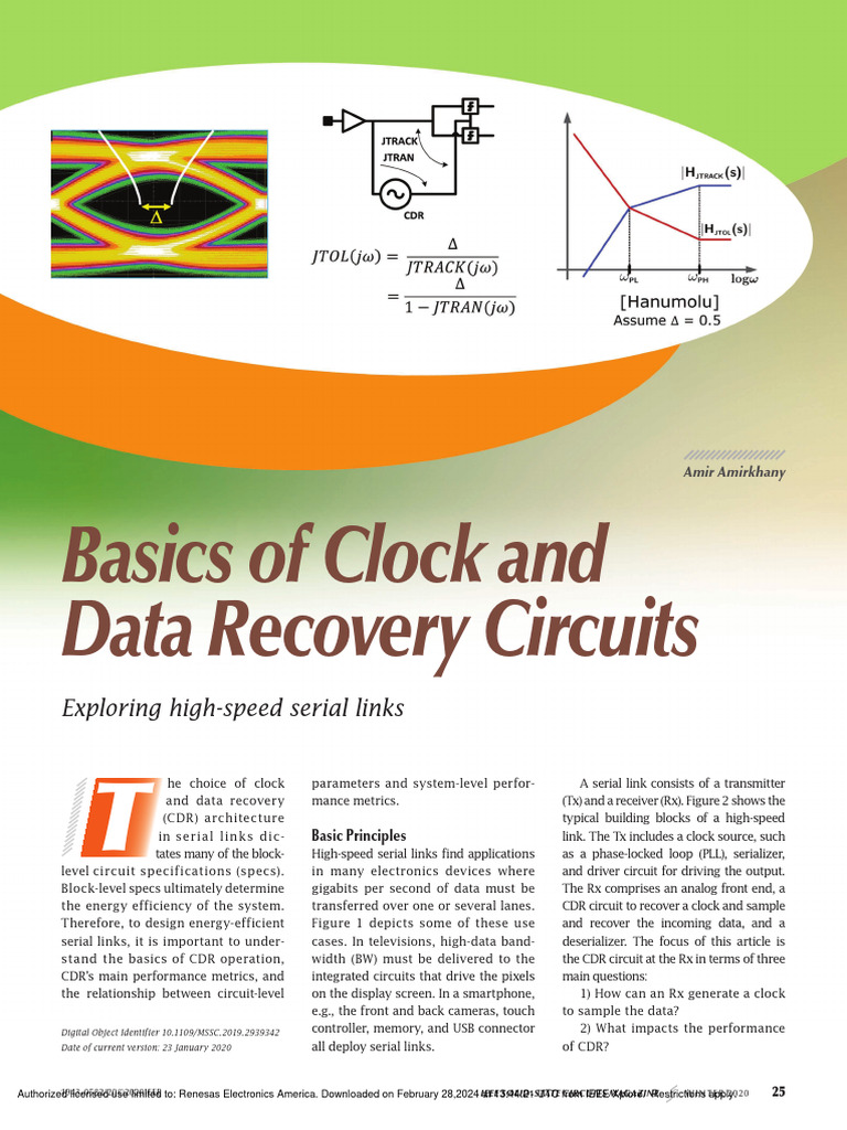 Basics of Clock Recovery Circuits | PDF | Telecommunications | Electricity
