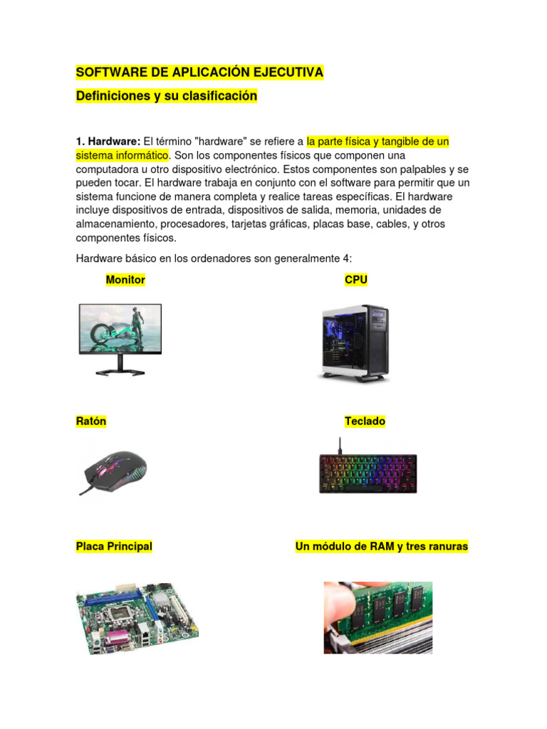 Clasificación de Hardware y Software | PDF | Hardware de la computadora ...