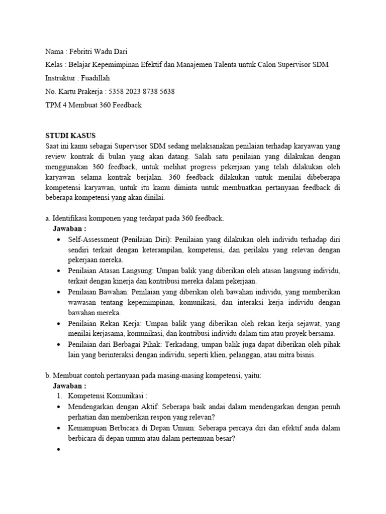 TPM 4 Membuat 360 Feedback - (Febritri Wadu Dari) | PDF