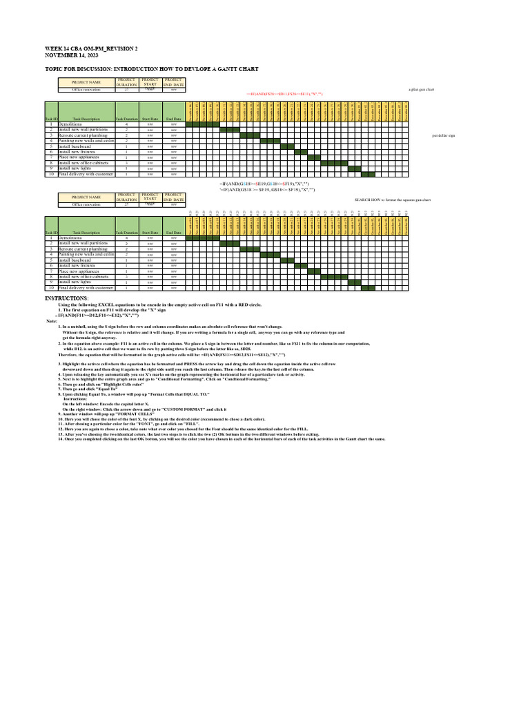 Gantt Chart With Notes | PDF