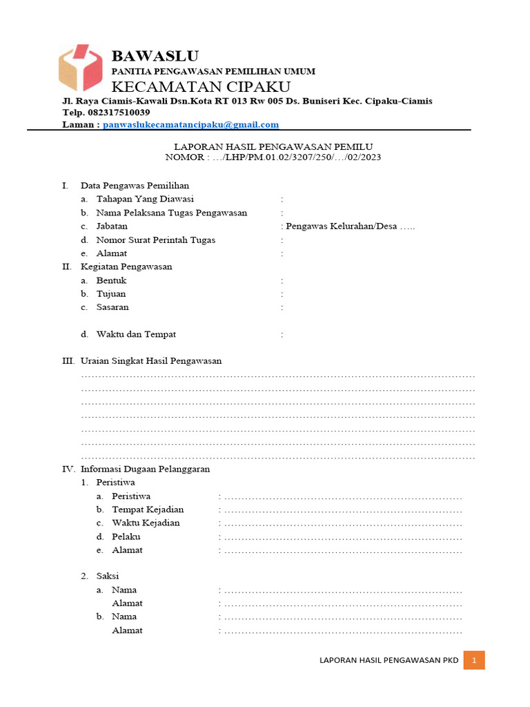 Form - LHP Desa | PDF