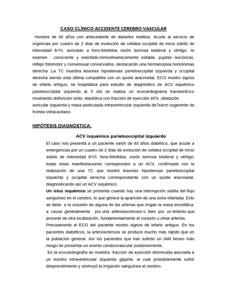 Caso Acv | PDF | Carrera | Trombo