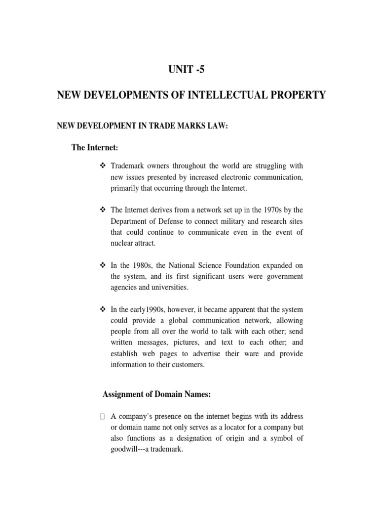Unit 5 Intellectual-Property-Rights | Download Free PDF | Trade Secret | Domain Name