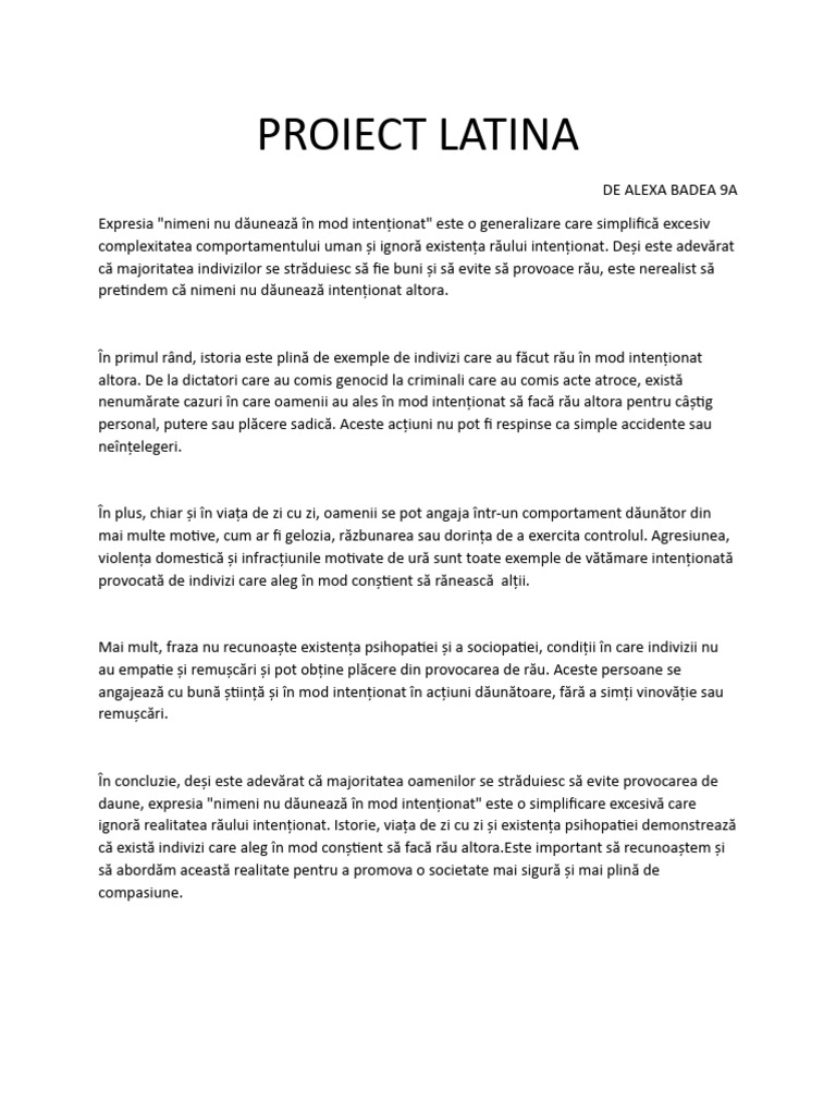 Proiect Latina | PDF
