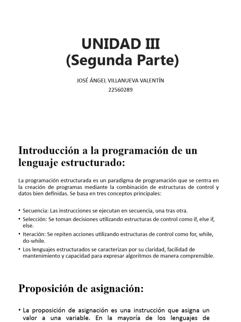 Unidad III | PDF | Programación de computadoras | Lenguaje de programación