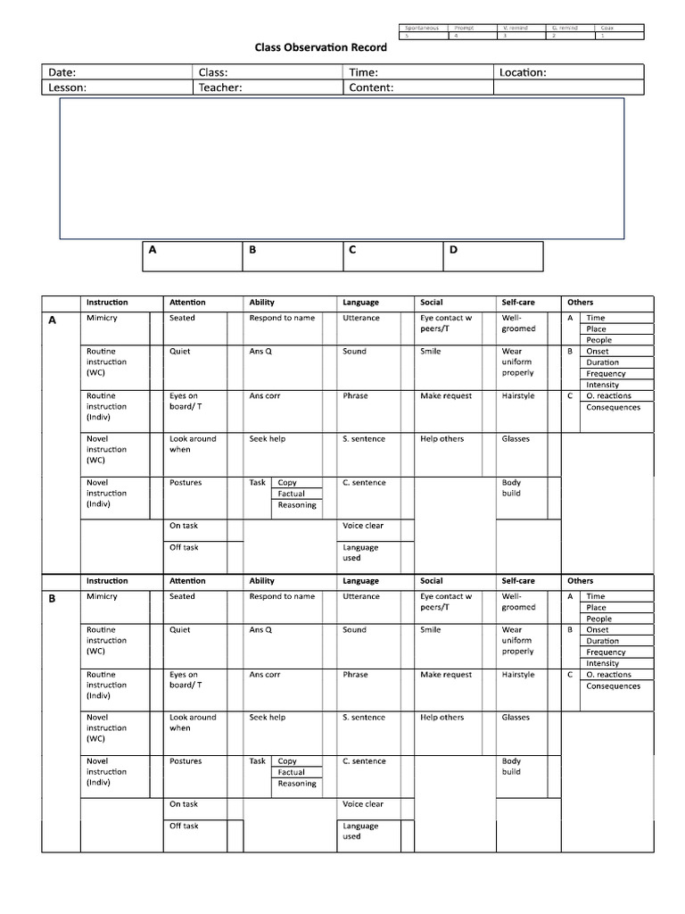 Class Observation Record | PDF