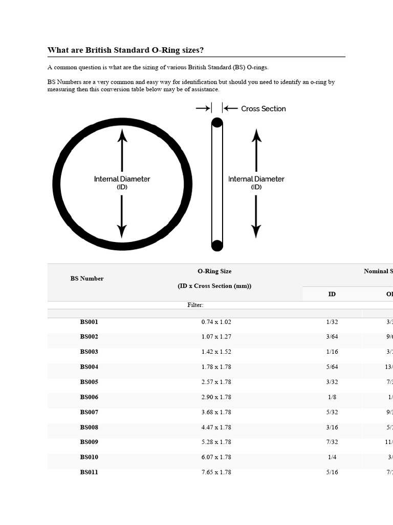 BS Oring | Download Free PDF | Manufactured Goods | Industrial Processes