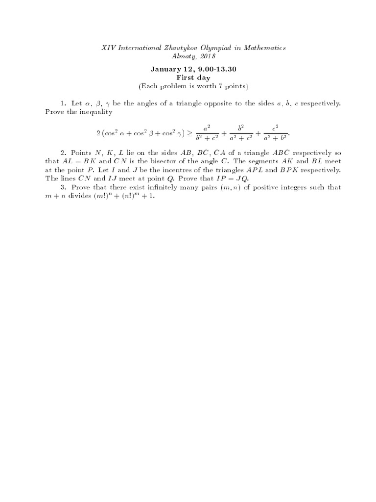 G13 2018 IZOM Day1 Solution | PDF