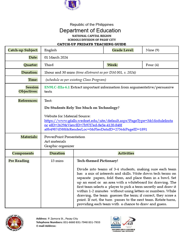 WEEK 4 (Teaching Guide) | PDF