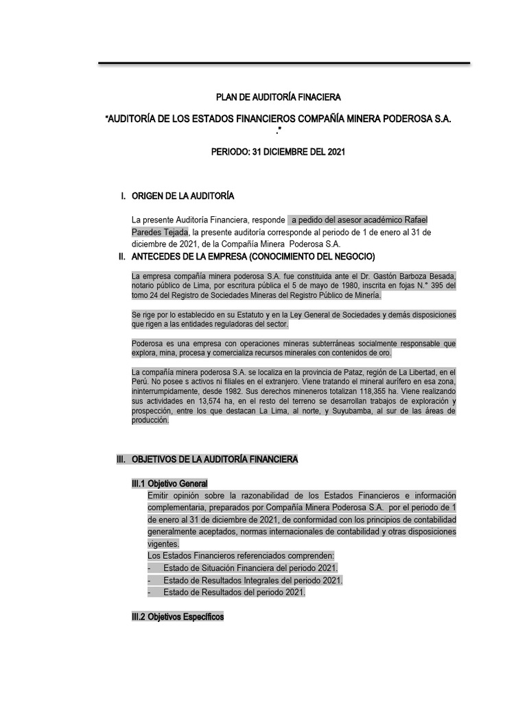 Plan Compress | PDF | Auditoría | Minería
