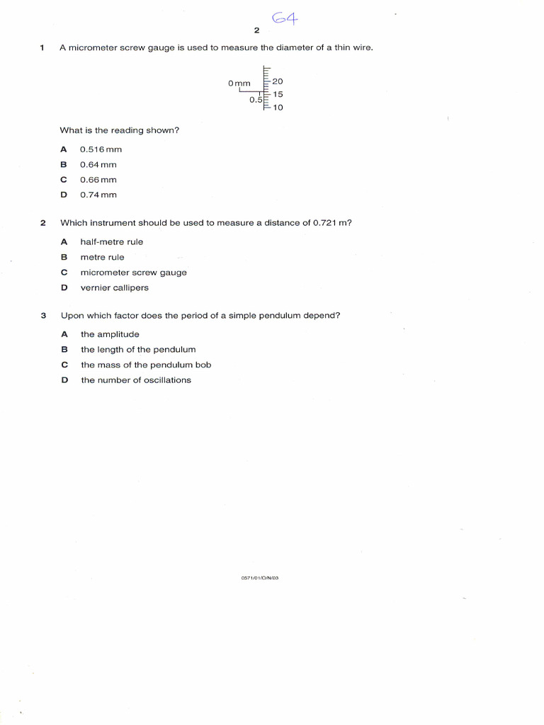 2003 Bgcse Physics Paper 1 | PDF