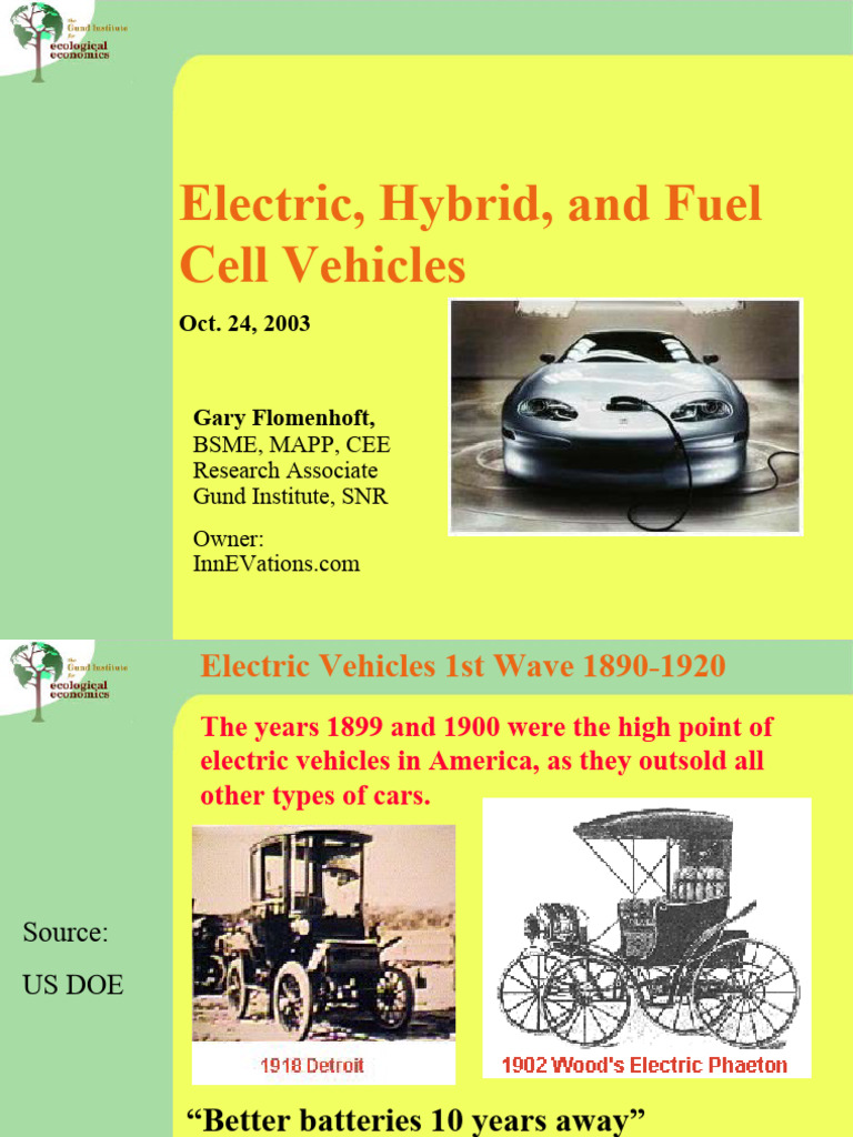 EV Presentation | PDF | Electric Vehicle | Fuel Cell