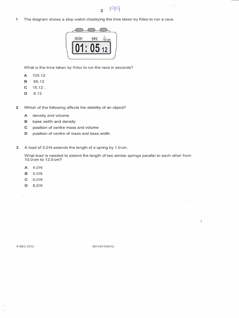 Bgcse Physics Paper 1 2012 | PDF