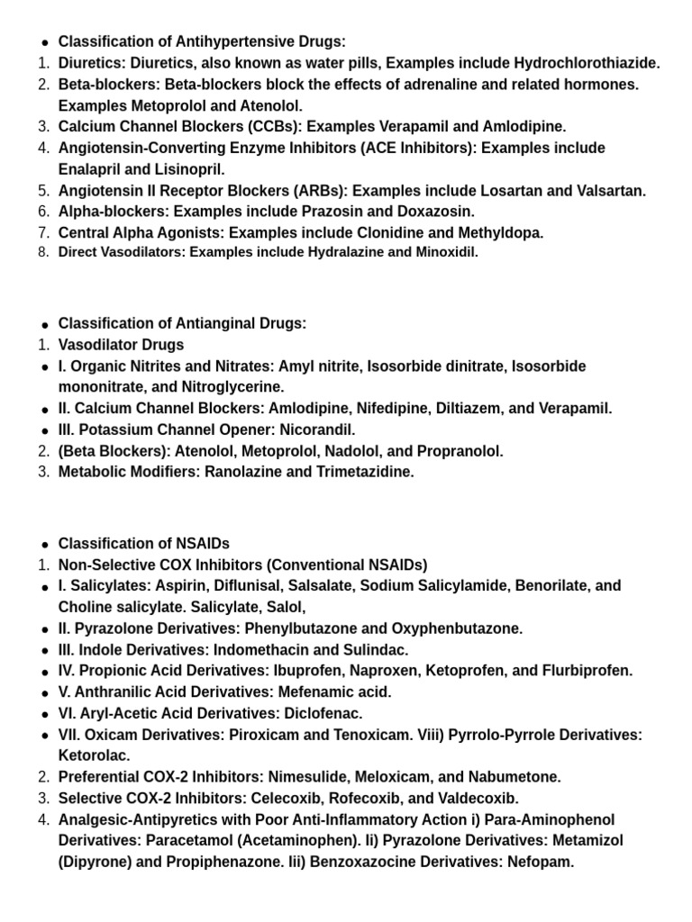 Classification of Antihypertensive Drugs - 20240104 - 195215 - 0000 | PDF