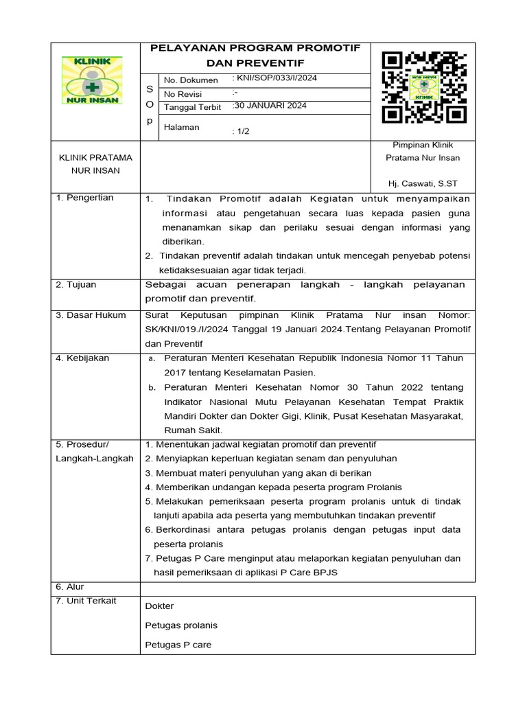 Pelayanan Promotif dan Preventif Klinik | PDF | Pengembangan Diri ...