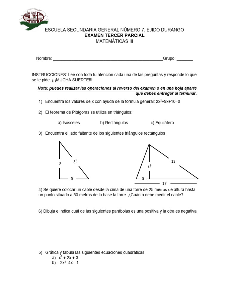 Examen Tercer Parcial | PDF